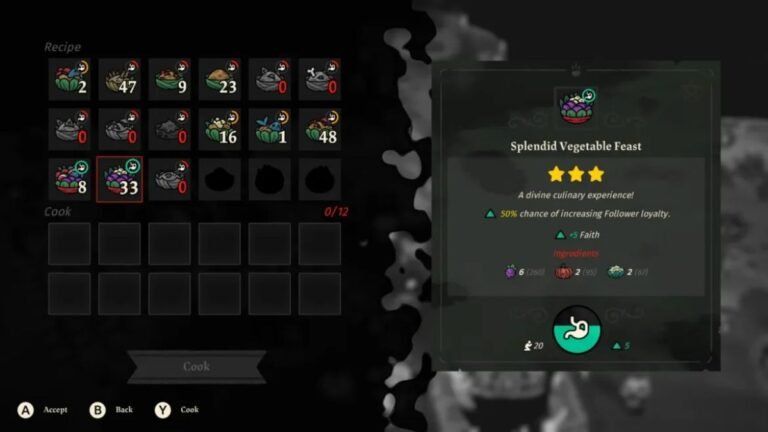 How To Cook Splendid Vegetable Feast In Cult Of The Lamb