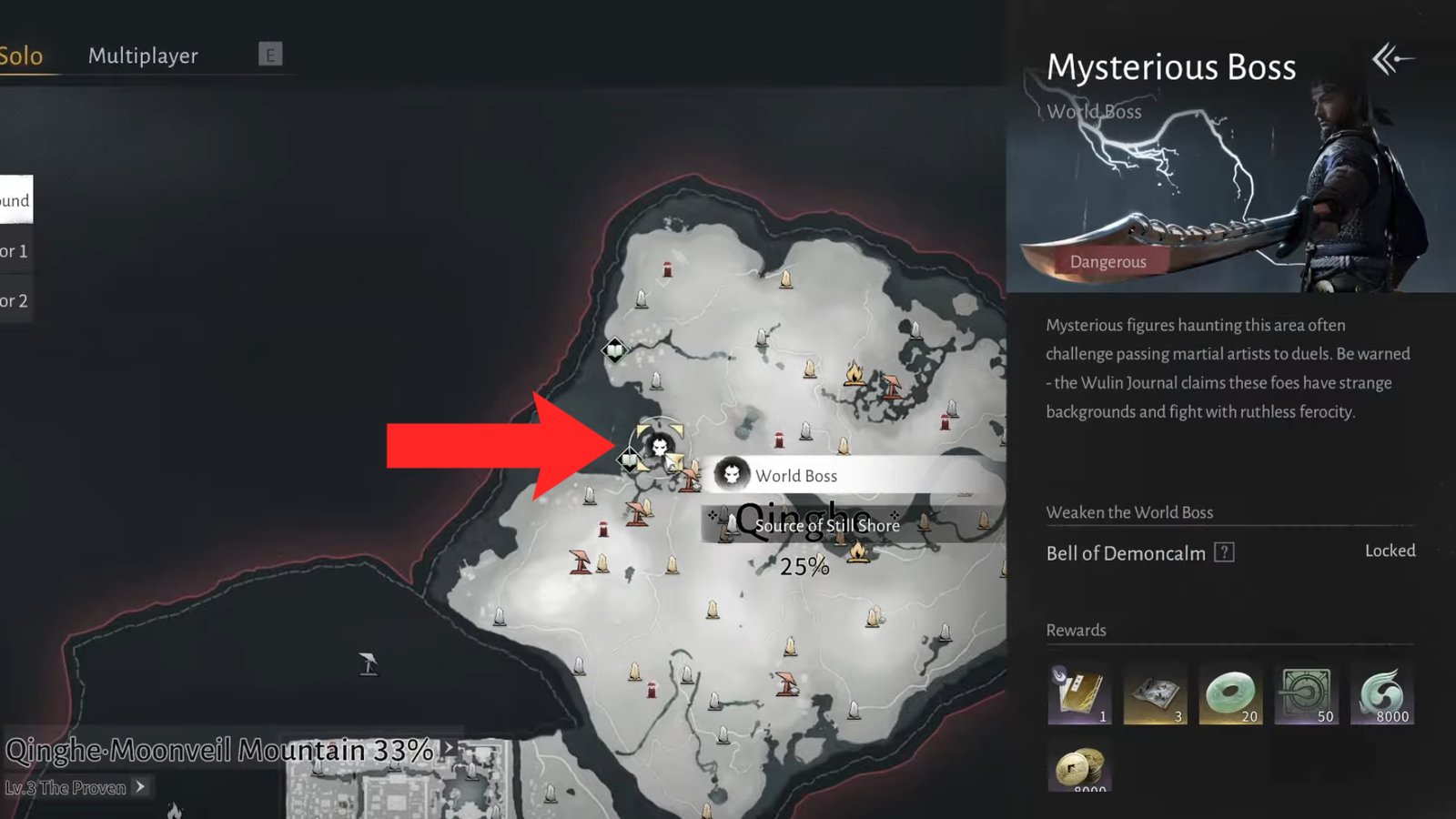 Where Winds Meet - All Qinghe World Boss Locations